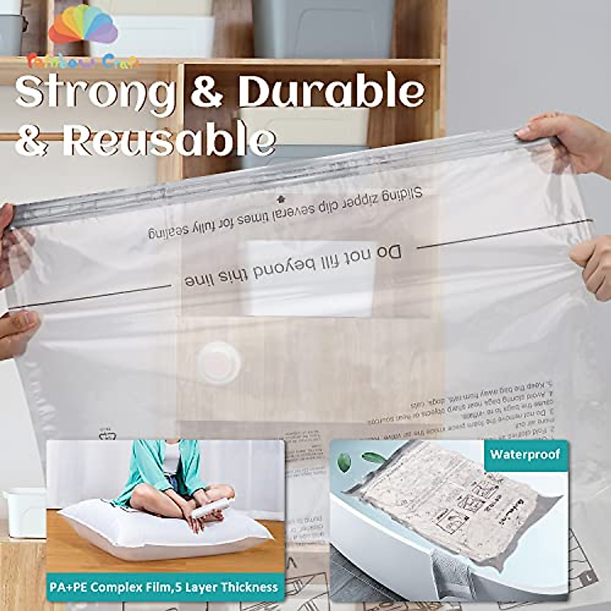 Rainbow Craft Vacuum Storage Bags Jumbo & Medium,20 Pack