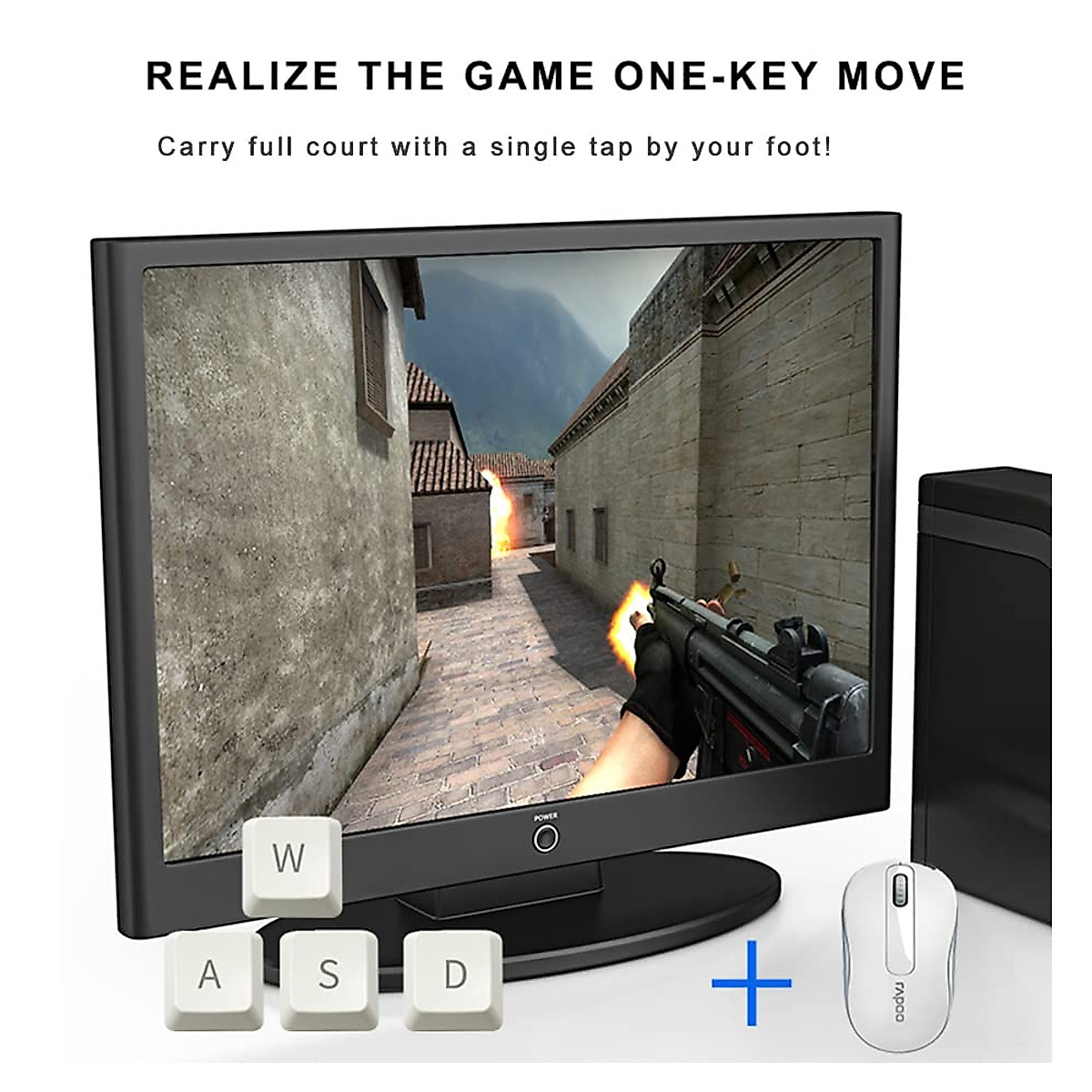 PCsensor USB Foot Pedal PC 3 Key Foot Pedal Customized Foot Switch Programmable Computer Keyboard Mouse for Video Game Control Office Work Sheet Music Page Turner Action Control HID (Photoelectric)