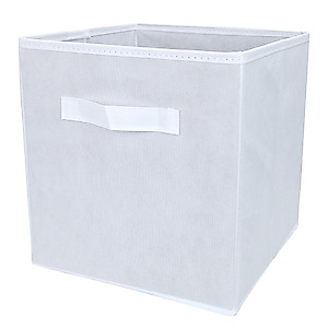 EZOWare Set of 6 Foldable Fabric Basket Bin Collapsible Storage Cube For Nursery, Kids Toys Organizer, Shelf Cabinet (White)
