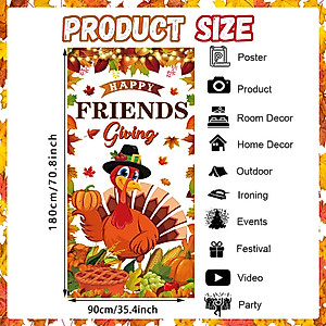 Friendsgiving Party Decorations Large Size Happy Friendsgiving Door Banner for Friendsgiving Party Decorations,71x35inch