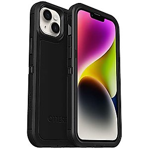 OtterBox iPhone 14 Plus Defender Series XT Case - BLACK , screenless, rugged , snaps to MagSafe, lanyard attachment