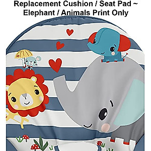 Replacement Part for Fisher-Price Infant-to-Toddler Rocker - GVG45 ~ Replacement Cushion/Seat Pad ~ Elephant/Animals Print