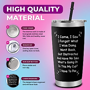 Birthday Gifts for Women/Men-I Came I Saw I Forgot Tumbler 20oz-Funny Coffee Mug,Senior Citizen Gift, Retirement Gifts,60th 70th 80th Birthday Presents for Men Women,Insulated Mug-B