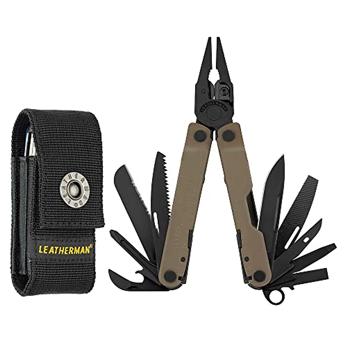 LEATHERMAN, Rebar Multitool with Premium Replaceable Wire Cutters and Saw, Coyote Tan with Nylon Sheath