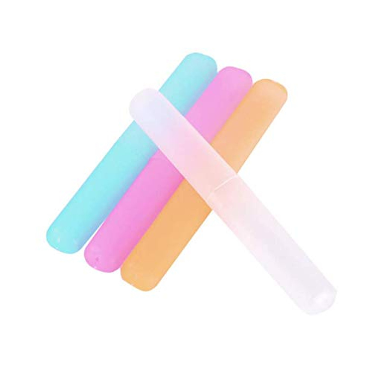 LASSUM 4 Pcs Colorful Plastic Toothbrush Case Portable Toothbrush Case Holder for Daily and Travel Use