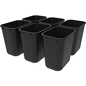 Storex Large Waste Basket, 15.5 x 11 x 20.75 Inches, Black, Case of 6 (STX00700U06C)