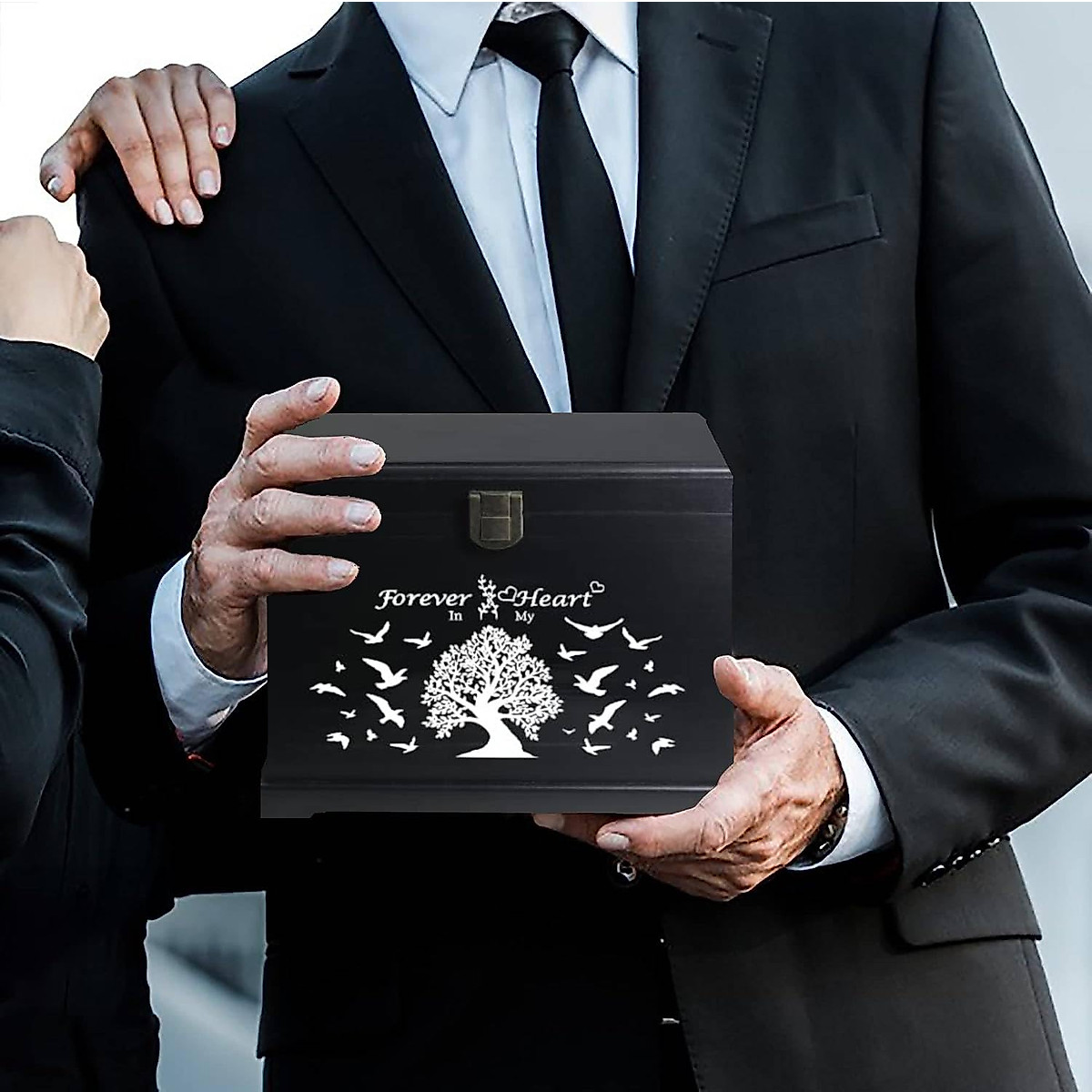 BAMTALK Cremation Urn for Human Ashes, Adult Memorial Urn, Funeral Keepsake Urns for Men Women, Wooden Decorative Urns Box and Casket, Large Capacity,Cremation Boxes for Human Ashes, 230 Cubic Inches