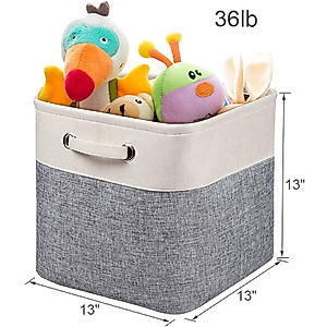 Kntiwiwo Large Storage Cubes 13” x 13” x 13” Foldable Storage Bin Closet Organizers and Storage Basket w/Handles for Organizing Shelf Nursery Home Closet - Set of 3
