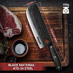 Huusk Knives from Japan, Nakiri Knife Vegetable Cleaver, Japanese Premium High Carbon Steel Hand Forged Sharp Asian Knife Multipurpose Chef Knife Medium-heavy Duty for Kitchen Christmas Gifts for Dad