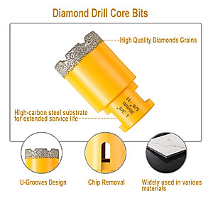 HASFER 13Pcs Diamond Core Drill Bits Set,Vacuum Brazed Hole Saw Kit 5/8"-11 Thread for Marble Ceramic Porcelain Tile Tools Kit