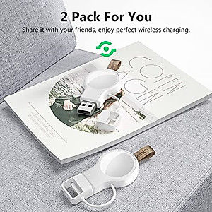 NEWDERY for Apple Watch Wireless Charger 2 Pack, iWatch Portable USB Car Magnetic Charger, Travel Cordless Charger with Light Weight Quick Charging for Apple Watch Ultra 8/7/SE/6/5/4/3/2/1 (White)