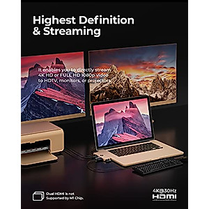 NOV8Tech USB C Hub Dual 4K HDMI Triple Display USB Hub 3.0 Adapter for MacBook Pro 2020/2019/2018/2017/2016 & MacBook Air 2020-2018, 7 in 2 Gold 100W USB C Dock, SD & Micro SD Reader, USB 3 & USB 2