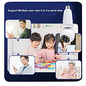 EVERSECU 2MP 1080P Wireless Lightbulb Powered PTZ Security Camera with E27 Bulb Connector, Motion Auto Tracking, Two Way Audio, Night Vision, 2.4ghz WiFi IP PTZ CCTV Camera