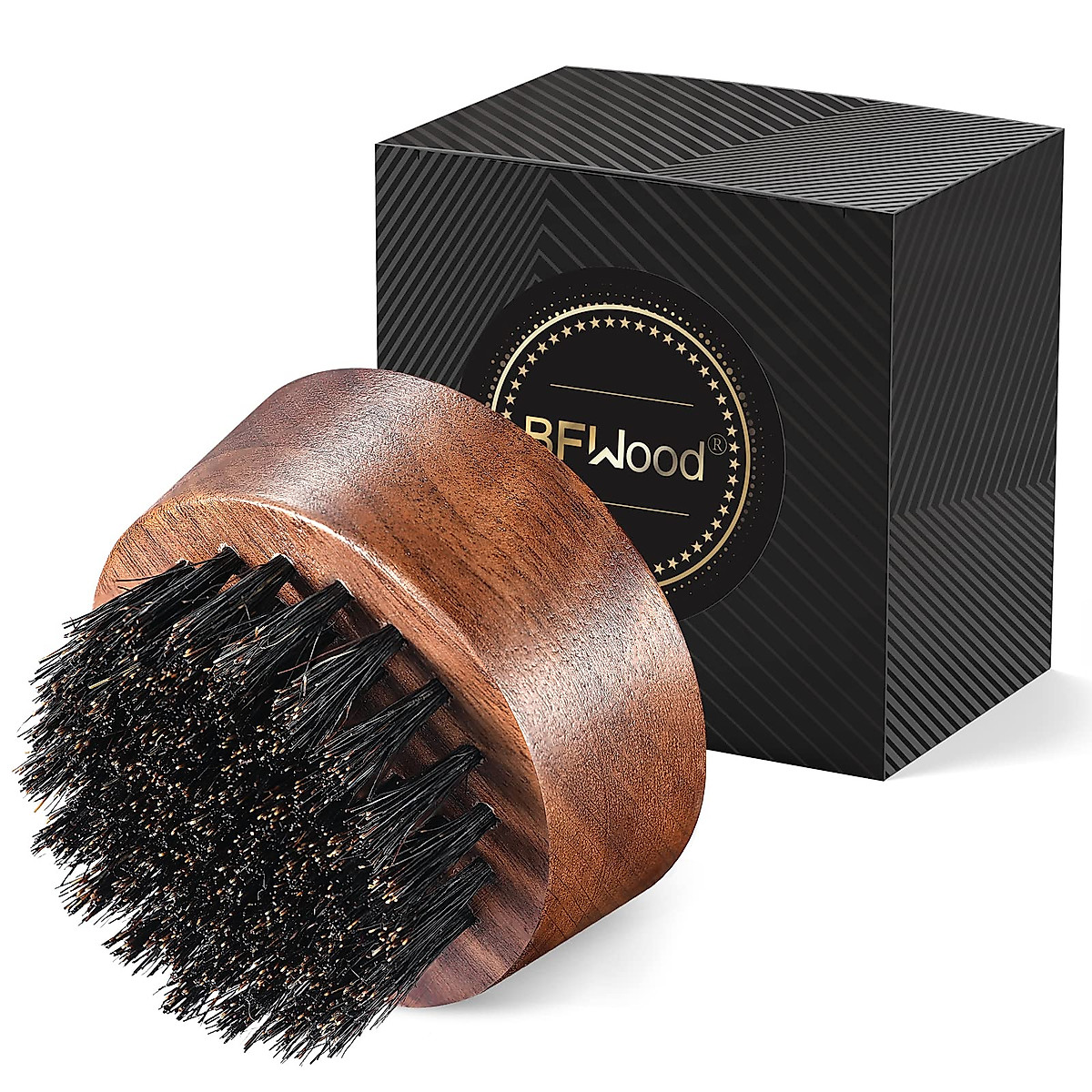 BFWood Boar Bristle Beard Brush for Men - Black Walnut Wood