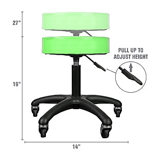 OEMTOOLS 24956 Heavy Duty Pneumatic Rolling Stool, Garage Stool with Wheels, Shop Stool on Wheels, Adjustable Height Stool, Rolling Work Seat, Mechanic Roller Seat