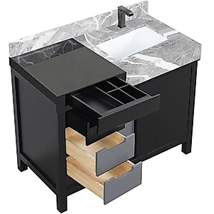 Lexora Home Zilara 42" Single Marble Top Bathroom Vanity with Gun Metal Faucet