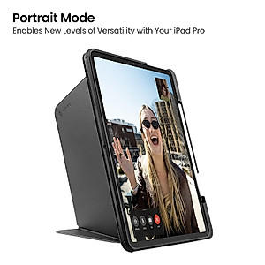 tomtoc Vertical Case for iPad Pro M2&M1 12.9-inch 6th/5th Gen 2021-2022, Slim Protective Anti-Bend Cover with Magnetic Stand for 3 Use Modes, Support Wireless iPad Pencil Charging, Black