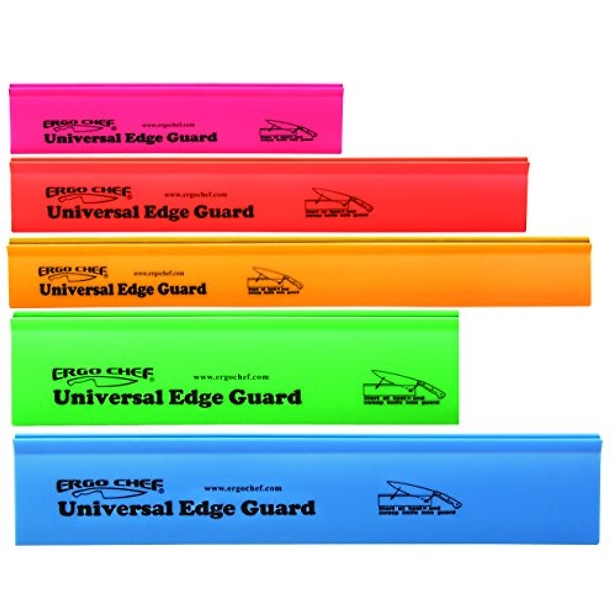Ergo Chef 5pc Universal Knife Edge Guard Set Multicolored / Multi-sized / for Chef knife, Santoku, Bread, Utility and Paring knives