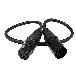 SinLoon (0.5M) DMX Stage Light Cable,DJ XLR Cable, 3-Pin Female XLR to 5-Pin Male XLR DMX Turnaround Connection for Moving Head Light Par Light Spotlight with XLR Input & Output (5male)