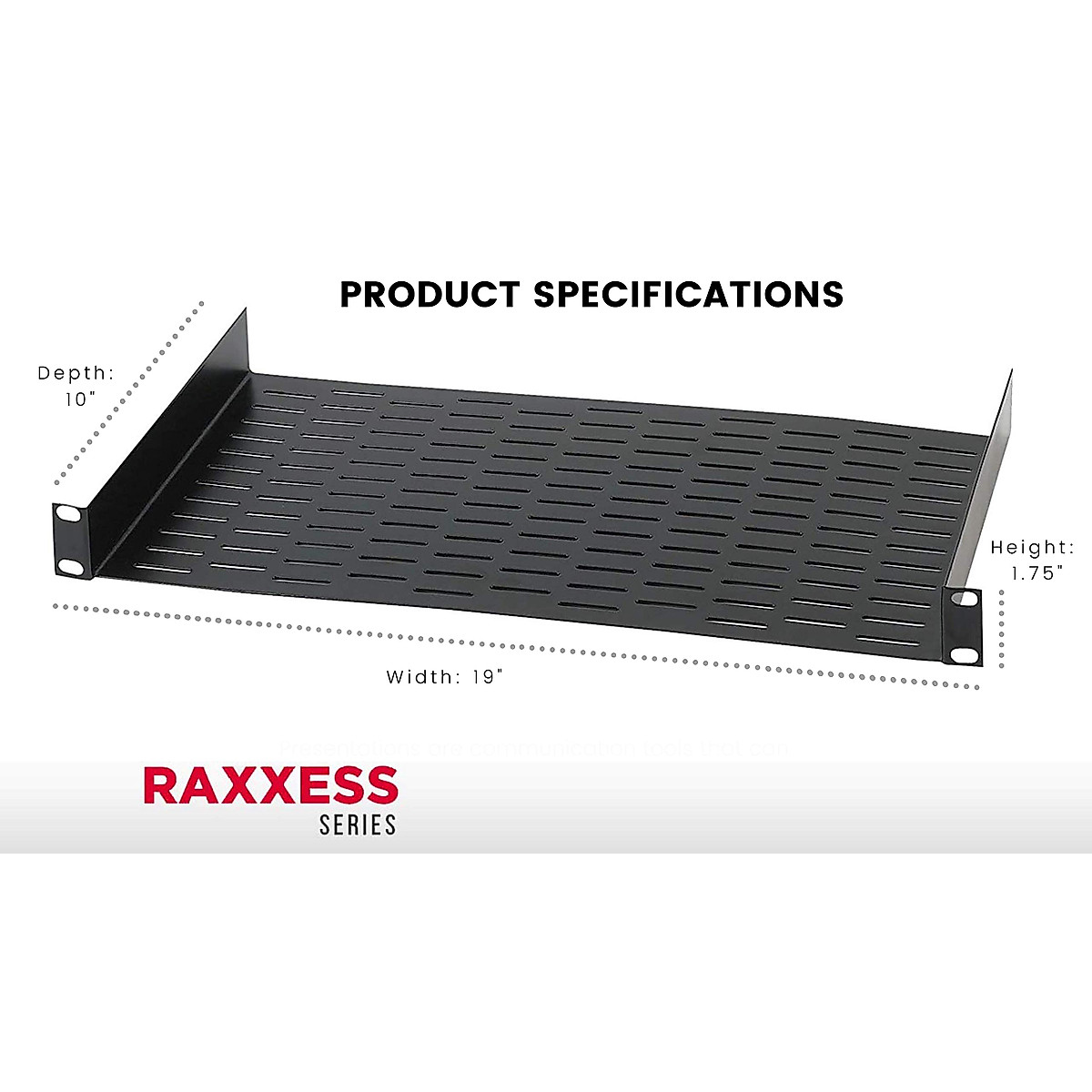 Raxxess UNS1 Vented Universal Tray Shelf for 19" Server, Bottom Slots for Mounting Non Half-Rack Equipment, Black (RAX UNITRAY)