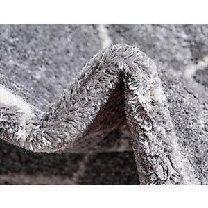 Unique Loom Trellis Frieze Collection Area Rug - Geometric (4' Square, Light Gray/ Ivory)