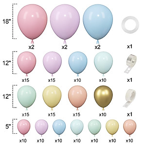 181pcs Pastel Balloon Arch Pastel Rainbow Balloon Garland Kit for Birthday Wedding,Unicorn Macaron Party Decoration Globos para Decoration de Fiestas