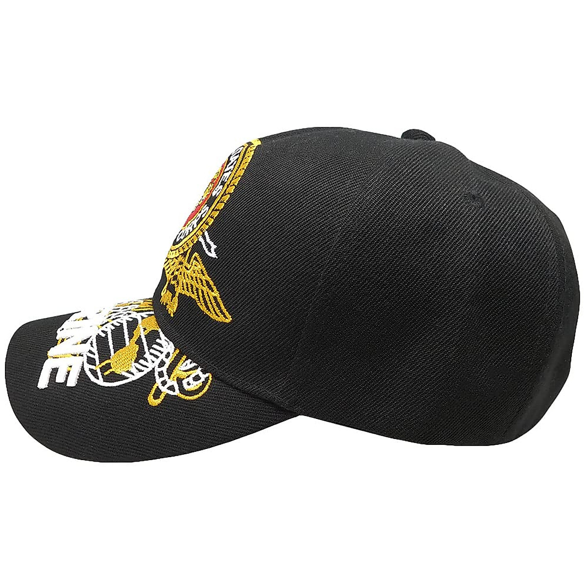 Trade Winds USMC Marines Seal 3-D Emblem EGA Marine Black Acrylic Adjustable Embroidered Baseball Hat Cap - Officially Licensed