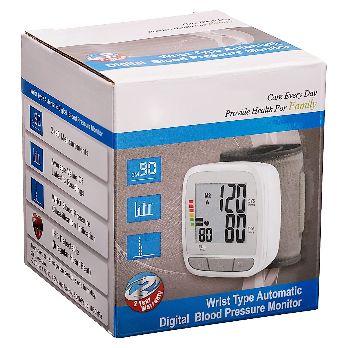 Novamedic Digital Blood Pressure Monitor, Accurate BP Machine with Adjustable Upper Arm Cuff & Large LCD Display, Automatic 90x2 Reading Memory, for Home Use and Medical Supplies, Batteries Included