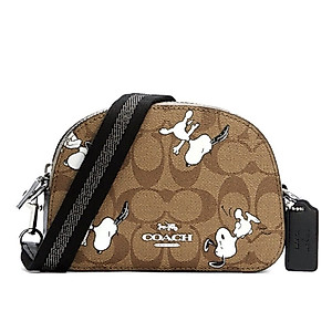 Coach, Inc X Peanuts Mini Serena Crossbody In Signature Canvas With Snoopy Print, Silver/Khaki Multi