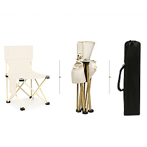 Cuteam Desk Chair Set, 3Pcs/Set Non-Slip Foot Pads Spacious Desktop Desk Chair Set Fishing BBQ Hiking Folding Stool Table Set Camping Furniture (Yellow)