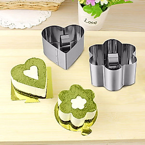 SWETON Cake Rings Cooking Rings Dessert Mousse Mold Stainless Steel with Pusher for Desserts Making (4PCS)