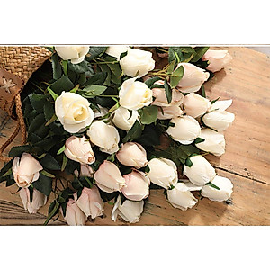 Plmqiuy Artificial Rose 9 Heads for Home Office Garden Party Wedding Decoration. (White)