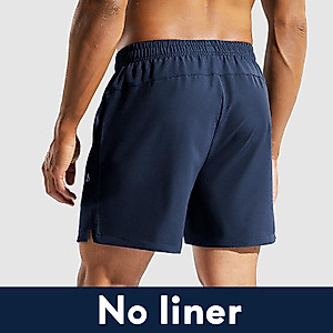 Haimont Men's Athletic Shorts with Pockets 5” Running Workout Gym Sports Training Exercise Shorts, No Liner Dark Blue, XL