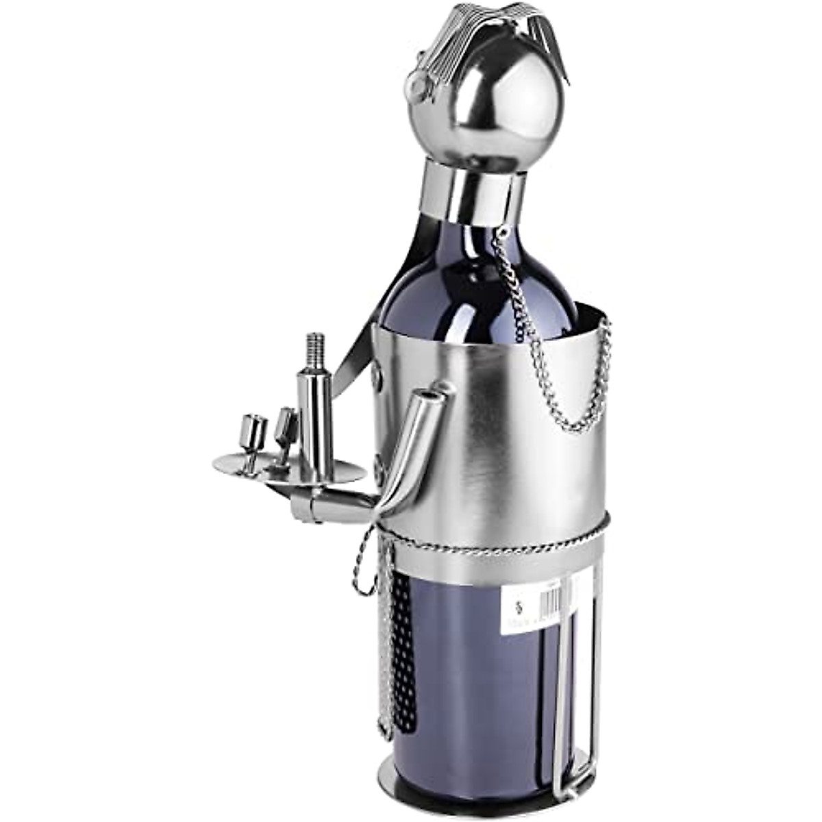 BRUBAKER Wine Bottle Holder Waiter - Metal Sculpture - Wine Rack Decor - Tabletop - with Greeting Card