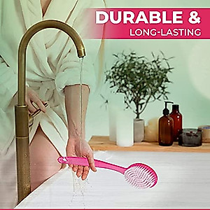 Bistras Bath Brush with Bristles, Bath and Shower Scrubber, Long Handle for Exfoliating Back, Body, and Feet, Green (1 Pack)