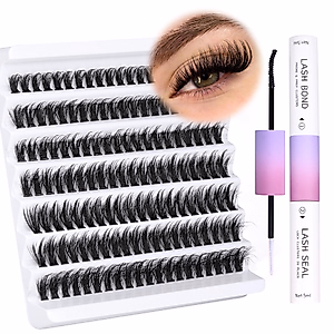 ALICE Lash Extension Kit 140PCS Individual Lashes Kit Fluffy Wispy Lash Clusters DIY Eyelash Extensions with Lash Bond and Seal Strong Hold 10-16MM