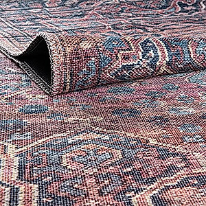 Rugs.com Maahru Collection Washable Rug Rust Red Low-Pile Rug Perfect for Living Rooms, Kitchens, Entryways, 3 ft 3 Square
