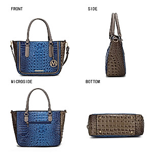 MKF Collection Satchel Bag for Women’s,Crocodile Embossed Vegan leather Crossbody Tote Handbag Top-Handle Purse Cognac Brown by Mia k