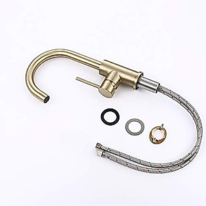 WiPPhs Bar Faucets Single Hole, Brushed Gold Mini Kitchen Sink Faucets, Single Handle Lead-Free Modern Wet Bar Sink Faucets Mixer Taps