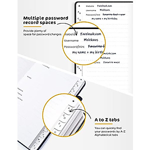 molekaus Password Book with Alphabetical Tabs Small Password Keeper with Extra Password Space to Change Password. Password Notebook for Home or Office for Internet Log In, 6.1*3.7in black small