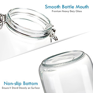 YEBODA 48oz Food Storage Canister Glass Jars with Clamp Airtight Lids and Silicone Gaskets for Multi-Purpose Kitchen Containers - Clear Square (2 Pack)