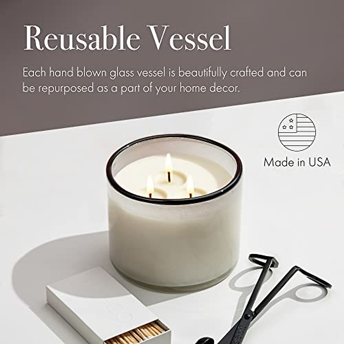 LAFCO New York 3-Wick Candle, Champagne - 30 oz - 120-Hour Burn Time - Reusable, Hand Blown Glass Vessel - Made in The USA