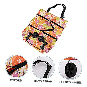 Ciieeo Shopping Bag Foldable Tote Bag Trolly Cart with Wheels Foldable Cart Folding Trolley Cart Shopping Bag with Wheels Trolley Shopping Bags Grocery Tote Folding Shopping Cart Bag Tram