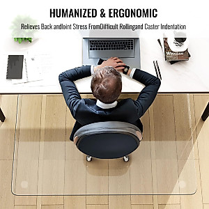 Easly 36" x 46" Chair Mat for Carpet - Office Chair Mat - Tempered Glass Floor Mat for Home/Office/Carpet Clear Computer Floor Mat - with 4 Anti-Slip Pads