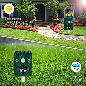 2-Pack Ultrasonic Solar Animal Repeller,Cat Repellent Outdoor with Motion Sensor Detection, Siren and Flash Repel. for Deer Dog, Squirrel, Raccoon, Skunk, Rabbit, Fox, Farm Yard Garden