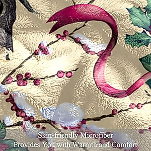 Reindeer with Flowerl Throw Blanket 59x39 Warm Soft Blankets and Throws for Sofa