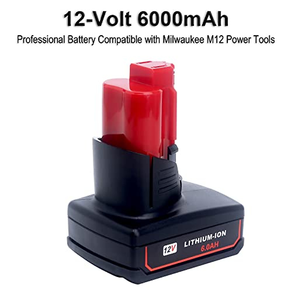 Biswaye 2-Pack 12V Lithium Battery 6.0Ah Compatible with Milwaukee M12 12V Lithium XC Extended Battery 48-11-2460 48-11-2440 48-11-2420 48-11-2411 48-11-2401 48-11-2430 48-11-2412