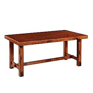 Walker Edison Rustic Farmhouse Wood Distressed Dining Room Table with Expandable Leaf Kitchen Table Set Dining Chairs, 60 Inch, 6-8 Person, Oak Brown