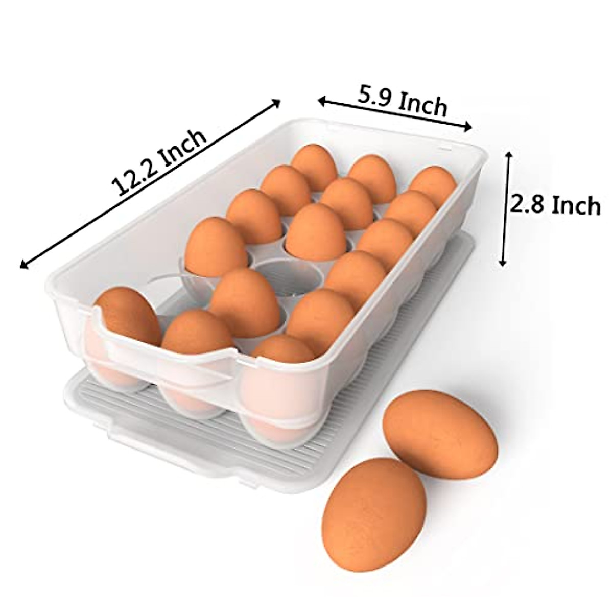Clear Covered Egg Holder 3-Pack, Plastic Egg Storage for Refrigerator, Egg Tray Container with Lid, Fits 18 Eggs