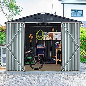 AECOJOY 8.4' x 6.3' Outdoor Storage Shed, Sheds & Outdoor Storage with Design of Lockable Doors, Utility and Outdoor Shed for Garden, Backyard, Patio, Outside use.